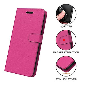 EnCases for Oneplus Nord N300 5G Case, Oneplus Nord N300 5G Wallet Case with Hand Strap PU Leather Clip Flip Case Cover with Card Holder Stand Feature for Oneplus N300 5G 2022 for Women Men, Hot Pink