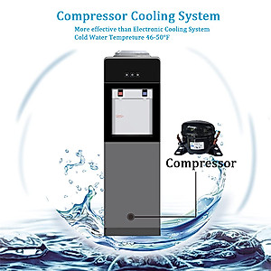Top Loading Water Cooler Dispenser,Holds 3 & 5 Gallon Bottles Compressor Cooling System Cold and Hot Water Perfect for Home Kitchen Office Dorm