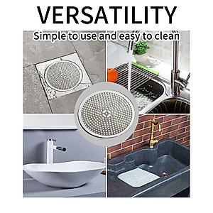 YAFIYGI Shower Drain Cover Hair Catcher Shower Drain Hair Catcher Flat Large Stainless Steel Silicone Trap Protector for Bathroom Floor Round Strainer Screen Standing Tub Stopper Prevents Clogs Round