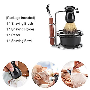 4 in 1 Shaving Kits for Men Set, Shave Brush and Bowl Shaving Brush Kit, Badger Hair Beard Shave Brush Kit, Men Boyfriend Husband Dad Birthday Fathers Day for Him