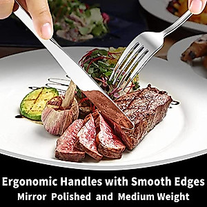 30 Piece Silverware Set, Flatware Set for 6, Amafox Food-Grade Stainless Steel Cutlery set, Home Kitchen Utensil Set, Include Knifes Forks and Spoons Silverware Set, Mirror Finish, Dishwasher Safe