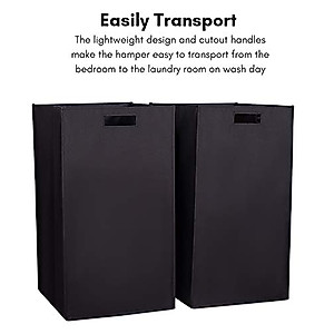 Internet's Best Collapsible Laundry Hamper - Set of 2 - Dirty Clothes Sorter with Handles - Magnetic Side - Easy Storage - Folding - Black