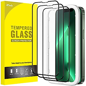 JETech Full Coverage Screen Protector for iPhone 13 Pro Max 6.7-Inch, Black Edge Tempered Glass Film with Easy Installation Tool, Case-Friendly, HD Clear, 3-Pack