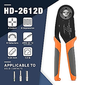 iCrimp Deutsch Solid Contacts Crimping Tool AWG 26-12 for Size 12,16,20 applicable to DT,DTP,DTM serie