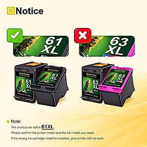 61XL Black Ink Cartridges High Yield Replacement for HP 61XL Ink Work with Envy 4500 5530, Deskjet 2540 1056 1510 1000 1010, Officejet 4630 2620 4635 Series Printer (2 Black)