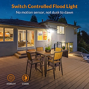 LEPOWER 3500LM LED Flood Light, 35W Outdoor Flood Light Fixture, Exterior Lights with 3 Adjustable Heads, 5500K, IP65 Waterproof for Garage, Yard, Porch