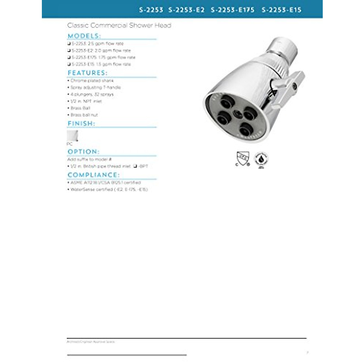 Speakman Z6000-YB-YC S-2253 Classic Anystream High Pressure Adjustable Shower Head, Polished Chrome, 2.5 GPM