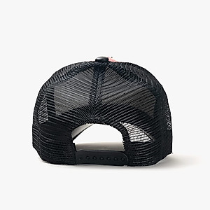 GOLD STAR HAT - COCK Rooster Black/Burgundy leather FIGHTING TRUCKER HAT