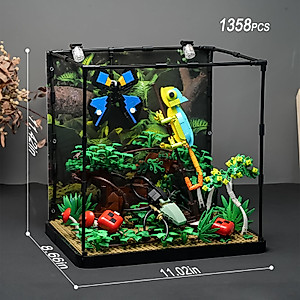 ENJBRICK Flowers Botanical Butterfly Garden Building Set for Adutls,Animals Insect Tank Building Toy Set for Boys and Girls 12 Years Up 1284PCS