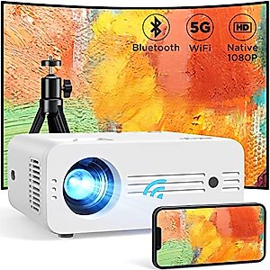Native 1080P HD Projector, WiFi Projector, AKIYO 300" Mini Portable Movie Projector with Carrying Bag, Home Theater Video Projector, Compatible with HDMI, USB, Laptop, DVD, iOS, and Android Smartphone