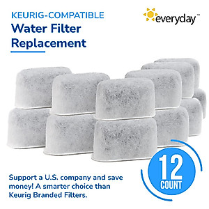 Everyday KWF-12 Charcoal Water Filters for Keurig Coffee Machines, 12 Count (Pack of 1), White