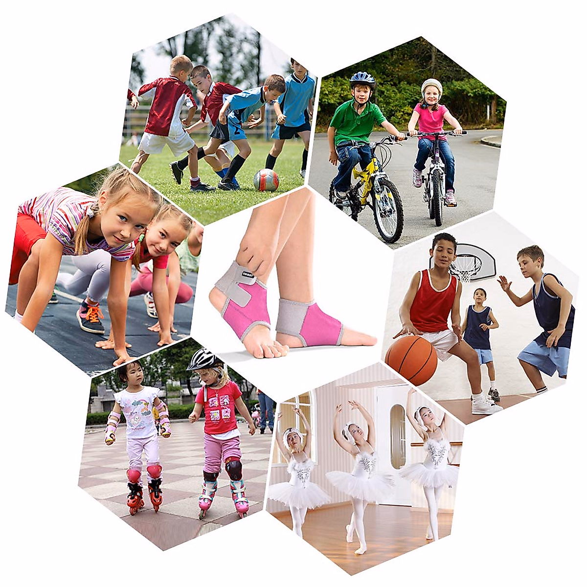 EULANT Kids Ankle Brace 1 Pair, Children Ankle Support, Ankle Compression Sleeve for Foot & Ankle Swelling, Achilles Tendon, Joint Pain, Injury Recovery, for Ice Skating Dance Hiking Running