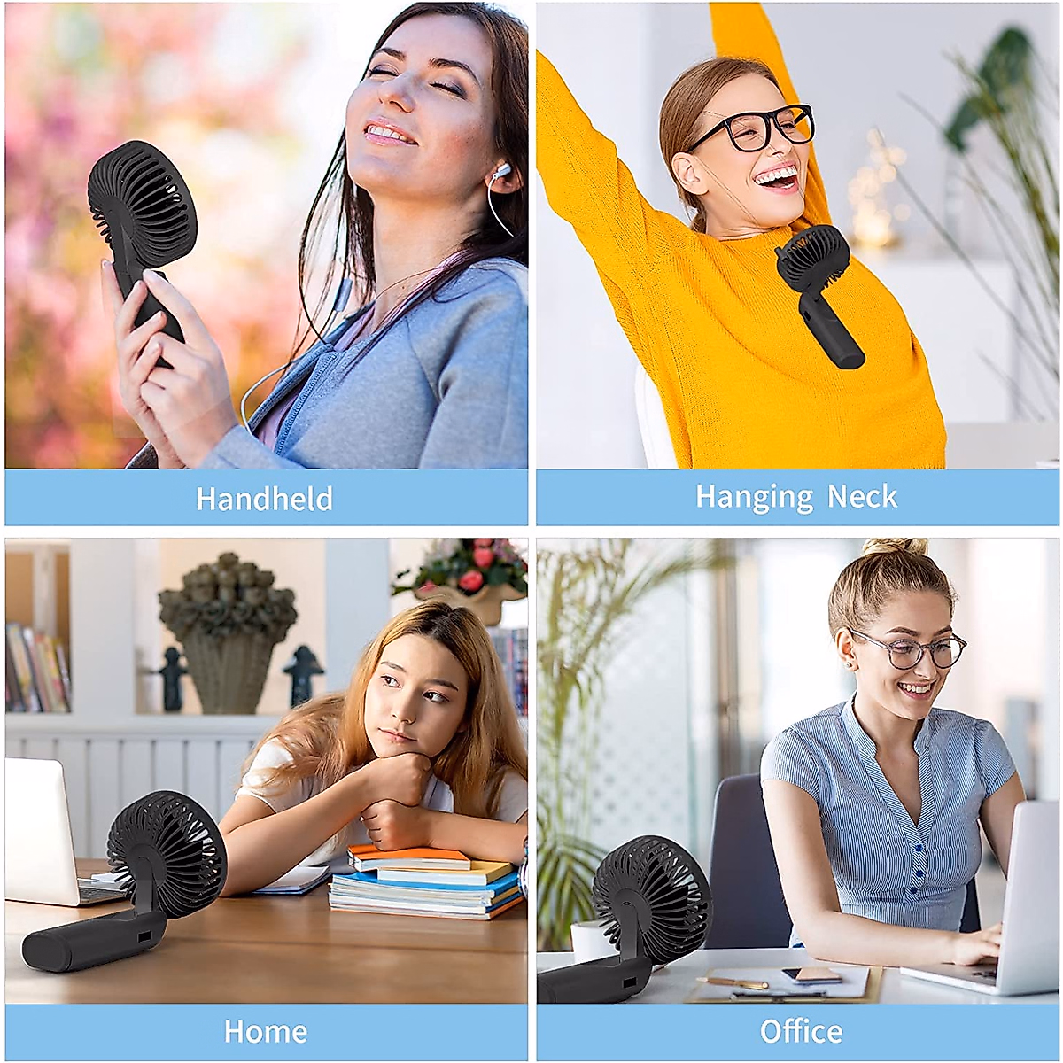 Handheld Fan, Portable Fan, 4000mAh Rechargeable Personal Fan, 180° Foldable Mini Desk Fan with 6 Wind Speed, LCD Digital Display, Lanyard as Neck Fan, Ultra Quiet, Pocket Size for Indoor Outdoor