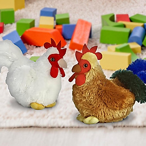 Aurora Mini Flopsie Bundles Bundle of 2 6 Floppy Beanbag Chicken & Rooster Stuffed Animals - New Chicken & Cocky Rooster, Multicolor
