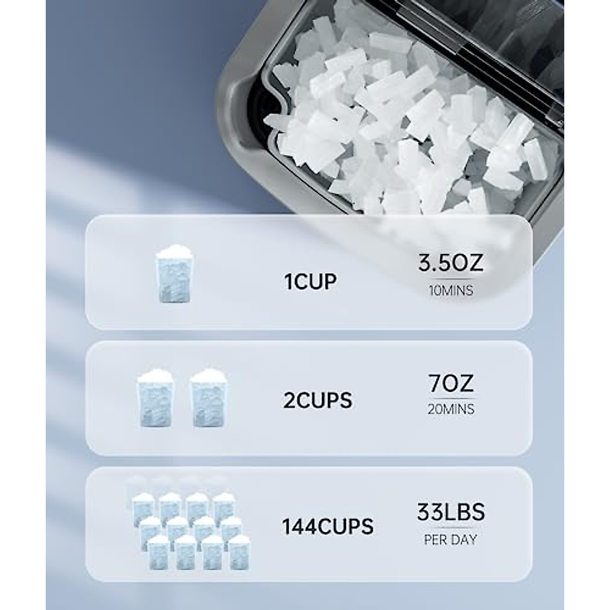EASYERA Nugget Ice Maker Countertop, Pellet Crushed Chewble Ice Cubes, 33LBS/24H, Compact Self-Cleaning Machine with Ice Bags for Home, Kitchen, RV, Camping