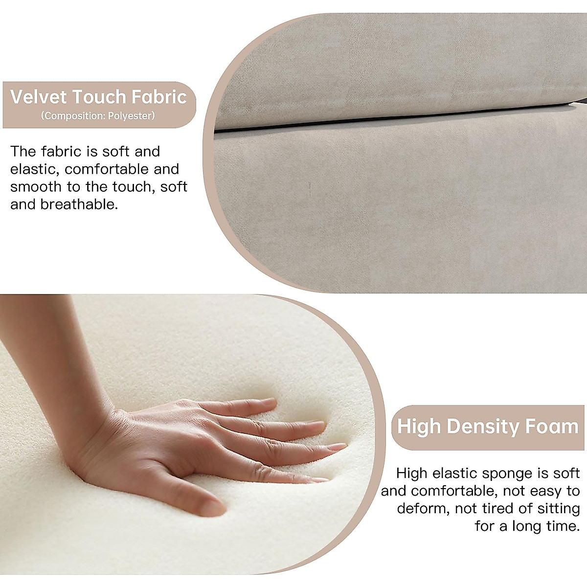 Miuuod 9 Seaters L/U Shape Oversized Convertible Sectional Sofa Couch for Living Room,5 Seats with 4 Ottomans L Shape Couch,Cozy Couches,Queen Velvet Extra Large Sofa Bed Beige,183.46" L