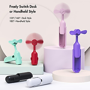 SPOVEN Portable Handheld Fan, Mini Foldable Hand Fan with USB Rechargeable Battery, Small Personal Pocket Fan for Girls, Women, Men, Outdoor, Travel(Pink)