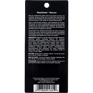 wet n wild Megavolume Mascara, Very Black, 0.27 Fluid Ounce