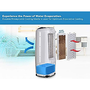 Honeywell 194 CFM Compact Spot Fan & Humidifier, Indoor Portable Evaporative Air Cooler, (White)