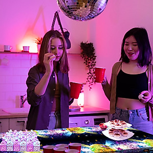 Avezano 3 pcs Disco Table Cloth 70's Party Table Cover Lets Boogie 70s Party Decorations Plastic Throwback 70s Party Supplies for Dining Room Kitchen, 108x54 Inch