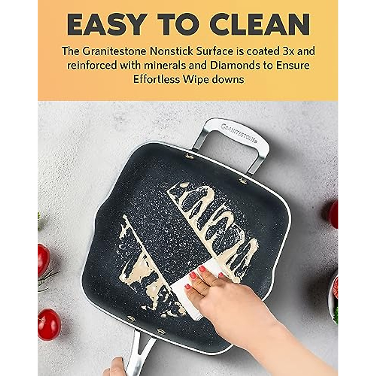 Granitestone 9.5 Inch Deep Frying Pan with Lid, 4 Pc Non Stick Deep Square Frying Pan Set with Steamer & Fry Basket, Large Frying Pan/Saute Pan for Cooking, Dishwasher/Oven Safe, 100% Non Toxic