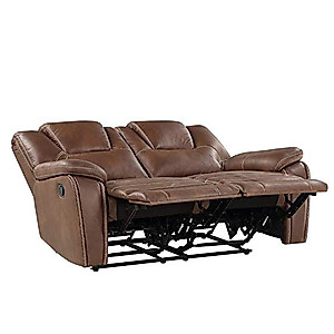 Steve Silver Katrine Brown Faux Leather Manual Reclining Loveseat