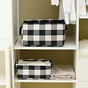 INough Christmas Buffalo Plaid Storage Basket Low Gifts Baskets Christmas Basket for Kids Collapsible Toy Basket Farmhouse Decor Christmas Gifts Toy Box for Baby/Office/Bedroom