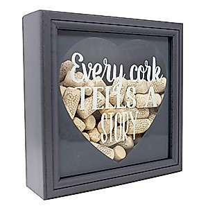 Boston Warehouse Shadowbox Wine Cork Holder Every Cork Tells A Story 10-Inch Gray