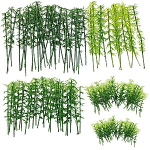 120 PCS Model Bamboo Trees, Woohome 5 Size Green Plastic Bamboo Trees for Home Decoration, Miniature Landscape, Landform Diorama Project (2.4 inch – 5.9inch)