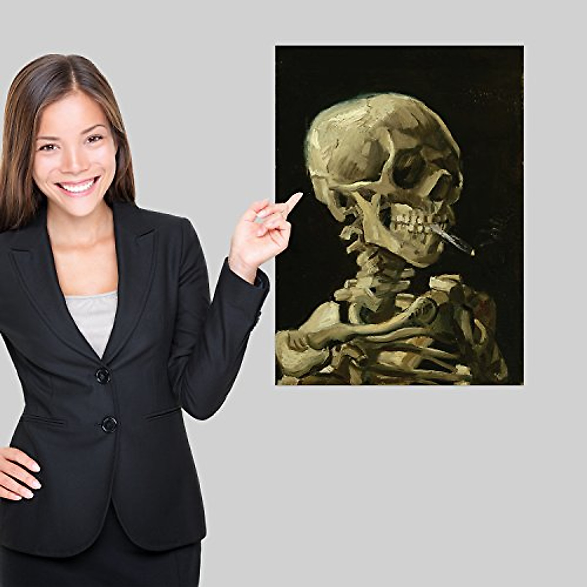 2 Pack - Skeleton by Vincent Van Gogh & The Great Wave Off Kanagawa by Katsushika Hokusai - Fine Art Poster Prints (Laminated, 18" x 24")