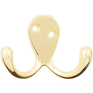 Double Robe Hook, 2-1/8" High, 1" Projection, Polished Brass by Stone Harbor Hardware