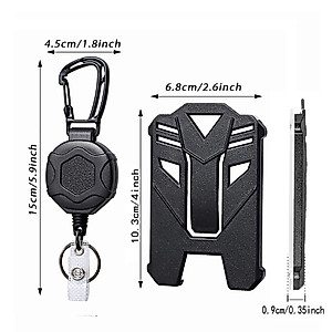 Badge Holder Retractable Clip Heavy Duty Carabiner Badge Reel Keychain with Id Cards Holder Cool Tactical ID Holder