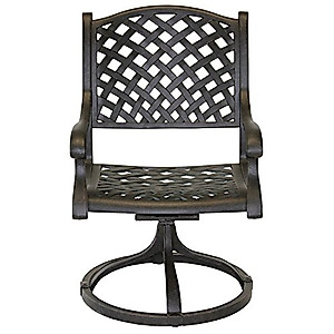 Nassau Outdoor Patio 4 Swivel Rocker Dining Chairs Dark Bronze Cast Aluminum, Walnut Cushions