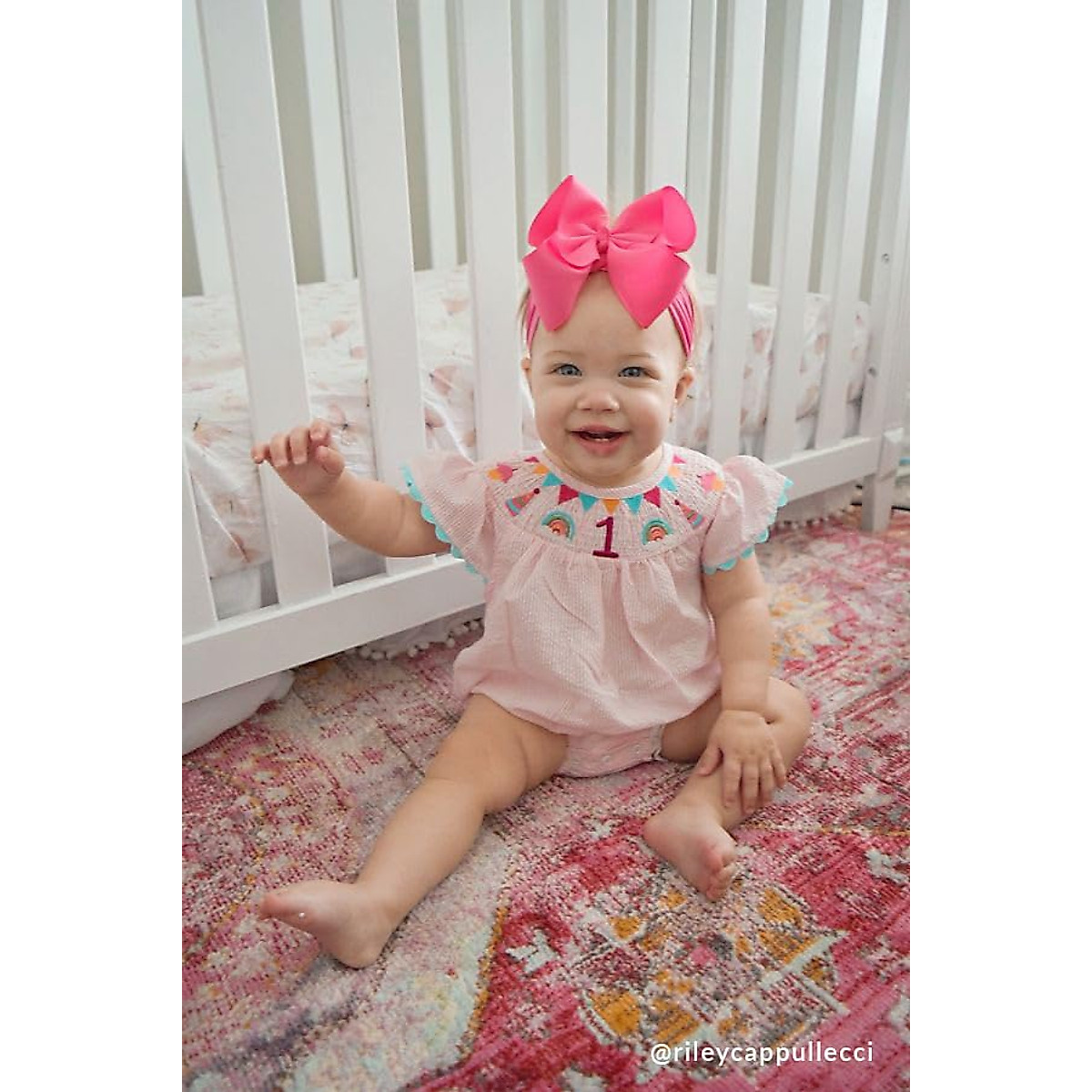 Mud Pie Baby Girls Smocked Birthday Bubble, 12-18 Months, Pink, 12-18 Months US