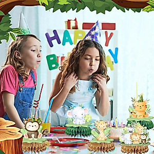 Jamonxi Jungle Theme Baby Shower Decorations Gender Neutra For Boy Girl, Green Honeycomb Centerpiece Table Decorations Safari Kids Birthday Party Supplies For Classroom Bedroom