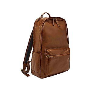 Fossil All-Gender Buckner Leather Travel Backpack Bag, Color: Cognac (Model: MBG9465222)