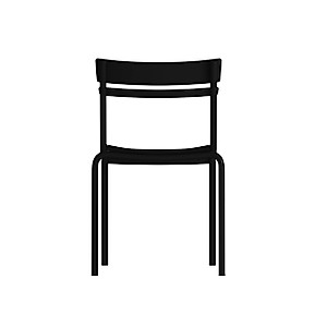 EMMA + OLIVER Rennes Armless Stacking Dining Chair - Indoor/Outdoor 2-Slat Chair with Powder Coated Frame - Black