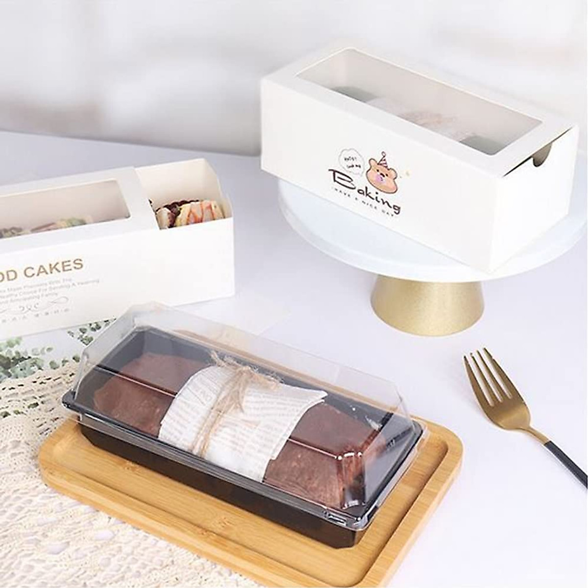 Hewnda 50 Pack Sushi Containers With Lid,Small Pastry Container, Plastic Containers for hot dogs, sandwiches, French fries, muffins (Black)