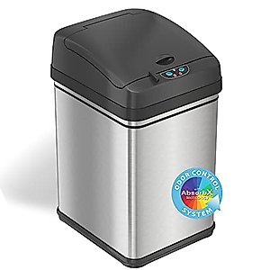 iTouchless 8 Gallon Pet-Proof Sensor Trash Can with AbsorbX Odor Filter, 30 Liter Automatic Kitchen Garbage Bin Prevents Dogs & Cats Getting in, Battery or AC Adapter (Not Included), Stainless Steel