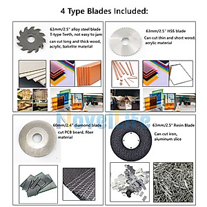 NovelLife Mini Hobby Table Saw Handmade Woodworking Bench Saw DIY Model Crafts Cutting Tool with Adjustable Power Supply 63mm HSS Circular Saw Blade (R2)