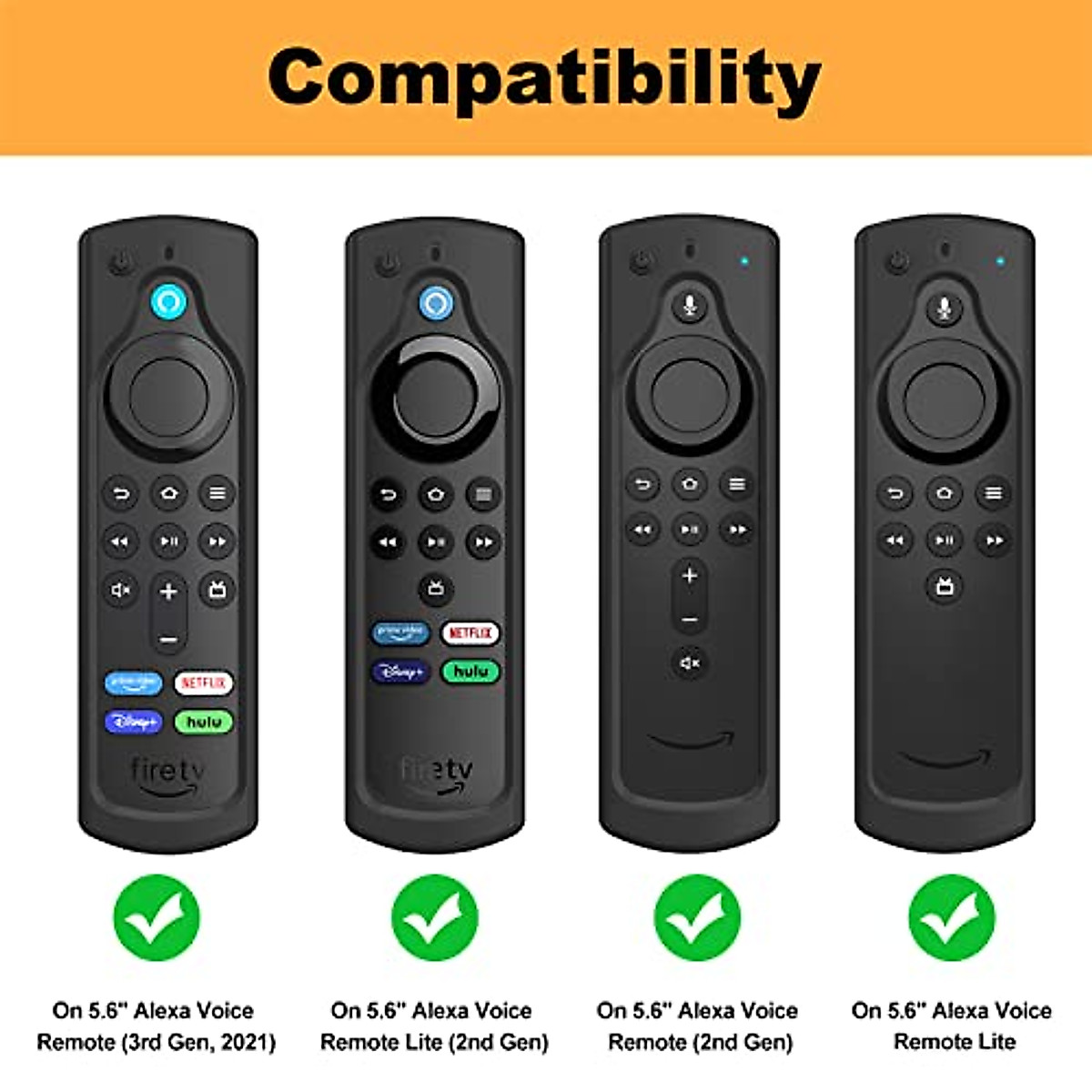 CaseBot Remote Case for Fire TV Stick 4K Max/Fire TV Stick (2nd and Later) / Fire TV Stick Lite/Fire TV Cube - Anti-Slip Silicone Cover for Alexa Voice Remote (2nd Gen and 3rd Gen), Black