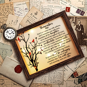 Gerrii Sympathy Gifts Red Cardinal Memorial Bereavement LED Memorial Gifts for Loss of Love One Wooden Shadow Box 10'' x 8'' in Poem and LED Light for Funeral Bereavement(Retro Style)