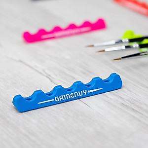 Game Envy Art Brush and Hobby Tool Holder for Watercolor, Acrylic, Oil Paint, Calligraphy, Miniature Painting, Pens, Markers, Hobby Knife - 6 Slots, Soft Rubber, Stays Put, Fun Colors, 2-Pack (Black)