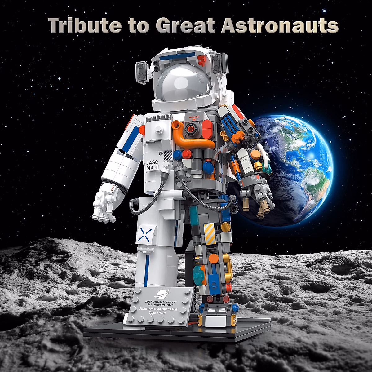 JMBricklayer Space Astronaut Building Sets for Teen Boys Girls Adult 70102, Flexible Space Toys, Cool Collectible Build and Display Spaceman Model with Display Stand, Christmas Birthday Gifts