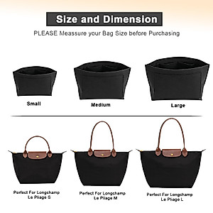LOUKAYCCI Felt Purse Organizer Insert for Longchamp Le Pliage L Handbag Insert (Large, Black)