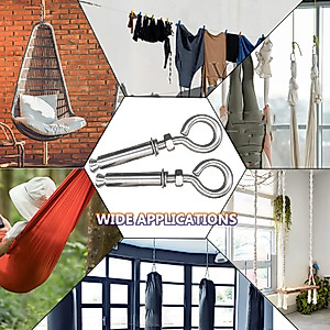 Preamer 1/4" X 2-3/4" Heavy Duty Stainless Steel Concrete Anchors Eye Bolt Eyebolt Anchor Wall Concrete Brick Anchor Expansion Bolts Ring Screw Eyes,5-Pack