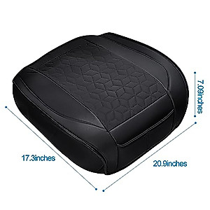 VALIHO Waterproof Faux Leather Car Seat Cover for Front Seat, Anti-Slip Seat Cushion Cover Padded with Sponge, Fits Most Cars, SUVs, and Trucks (Dark)