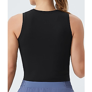 THE GYM PEOPLE Women's Workout Crop Tops Sleeveless Yoga Running Shirts Athletic Tank Top No Padding Black