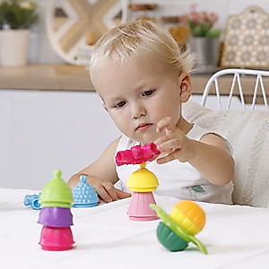 Lalaboom 28 Piece Baby Toddler Beads – Montessori Educational Shape and Color STEM Construction Toy 10 Months to 3 Years - BL230, Multicolor