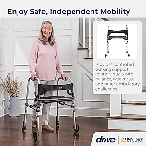 Drive Medical 10233 Clever Lite Foldable Rollator Walker, Gray